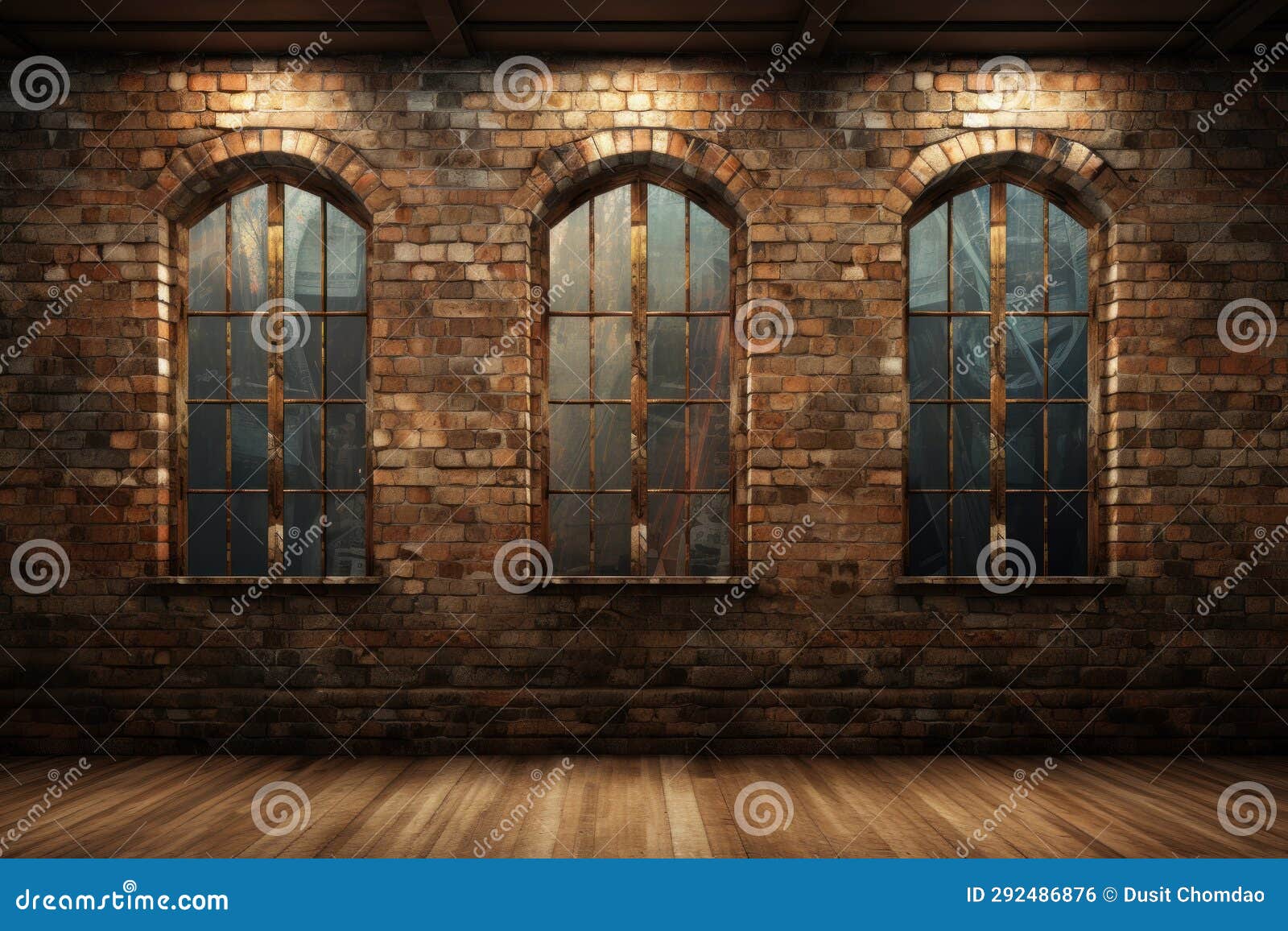 Backdrop of a Brick Wall with Window and Door Facing Outwards ...