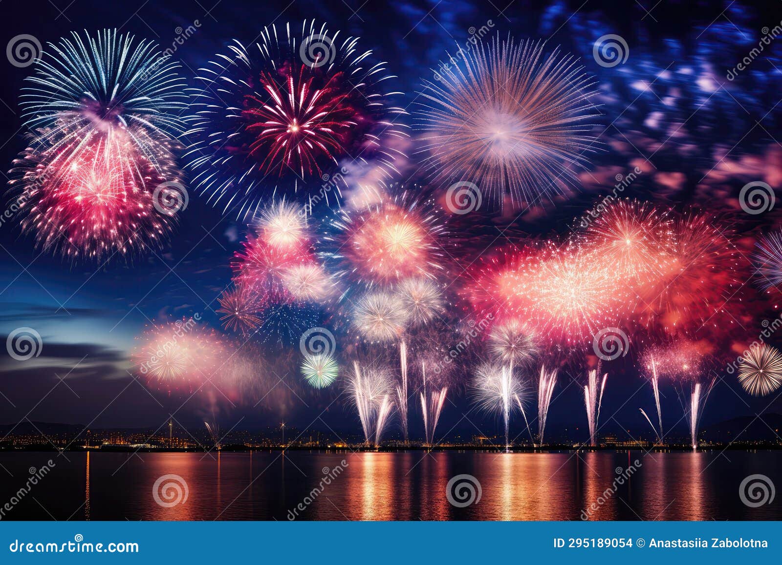 Backdrop of Bursting Fireworks Stock Illustration - Illustration of loud, festivity: 295189054
