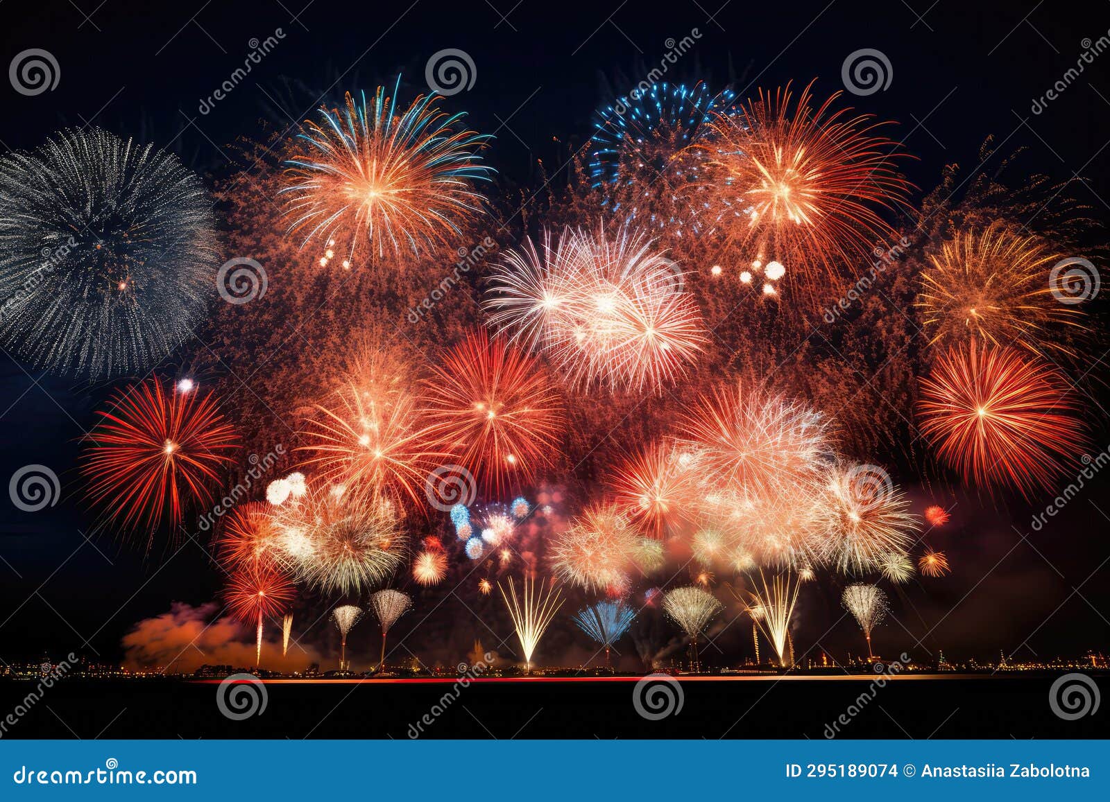 Backdrop of Bursting Fireworks Stock Illustration - Illustration of ...