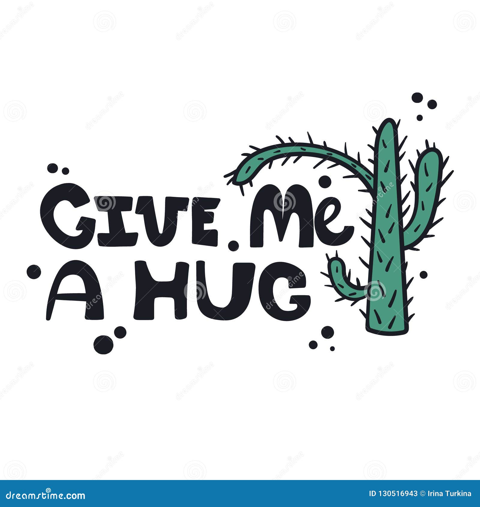 Backdrop with Cactus and Text. Give Me a Hug Stock Vector ...
