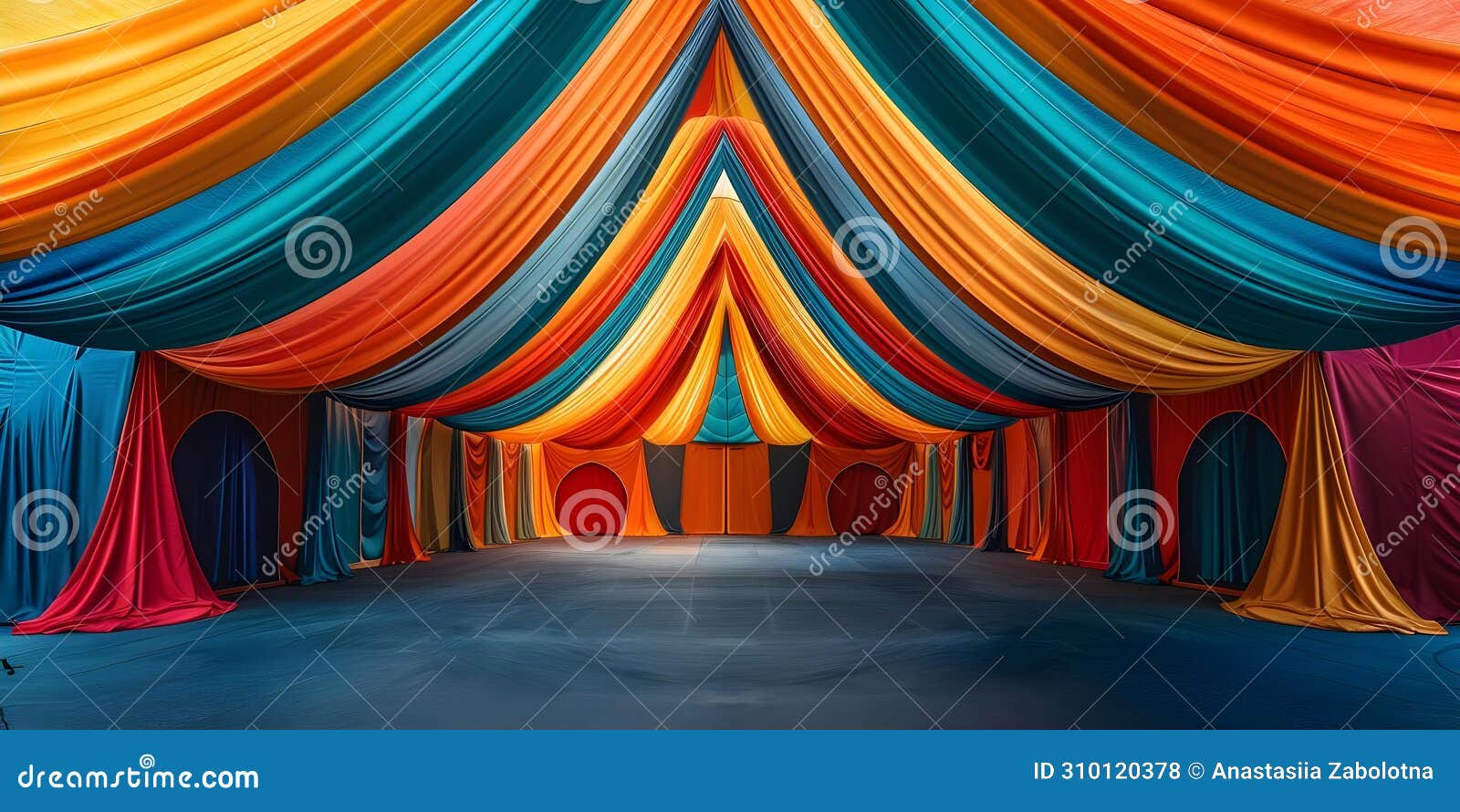 Backdrop of a Colorful Circus Tent Creates a Vibrant Performance ...
