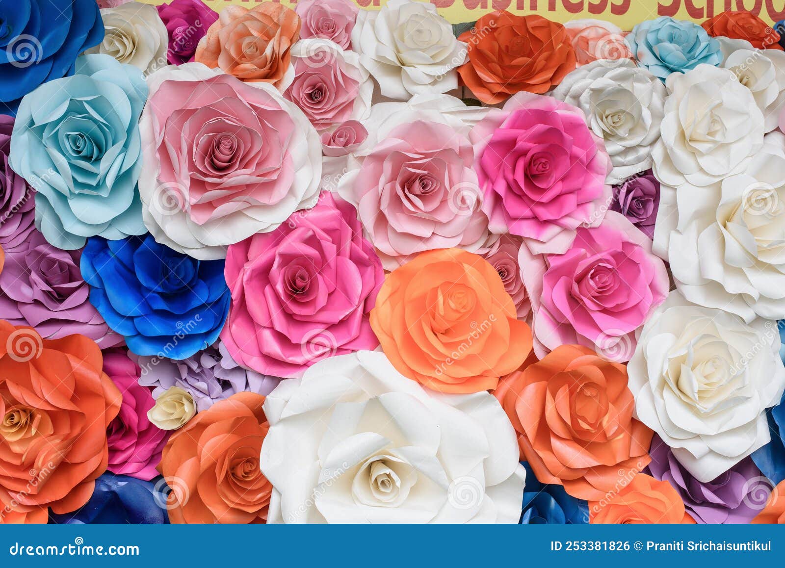 Backdrop of Colorful Paper Roses Background in a Wedding Stock Photo ...