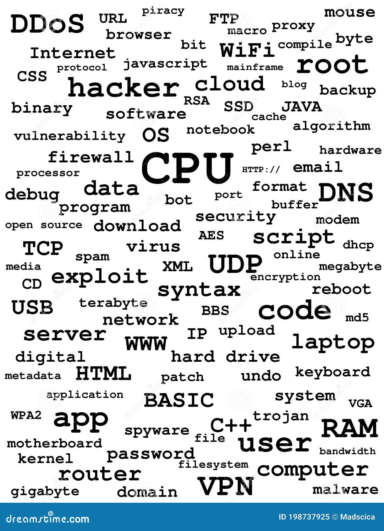 A Backdrop with Computer and Hacker Related Keywords Stock Illustration ...