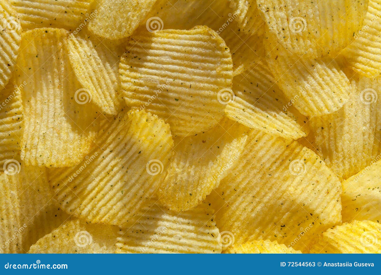 Backdrop of Delicious Potato Chips with Onion. Closeup Stock Image ...