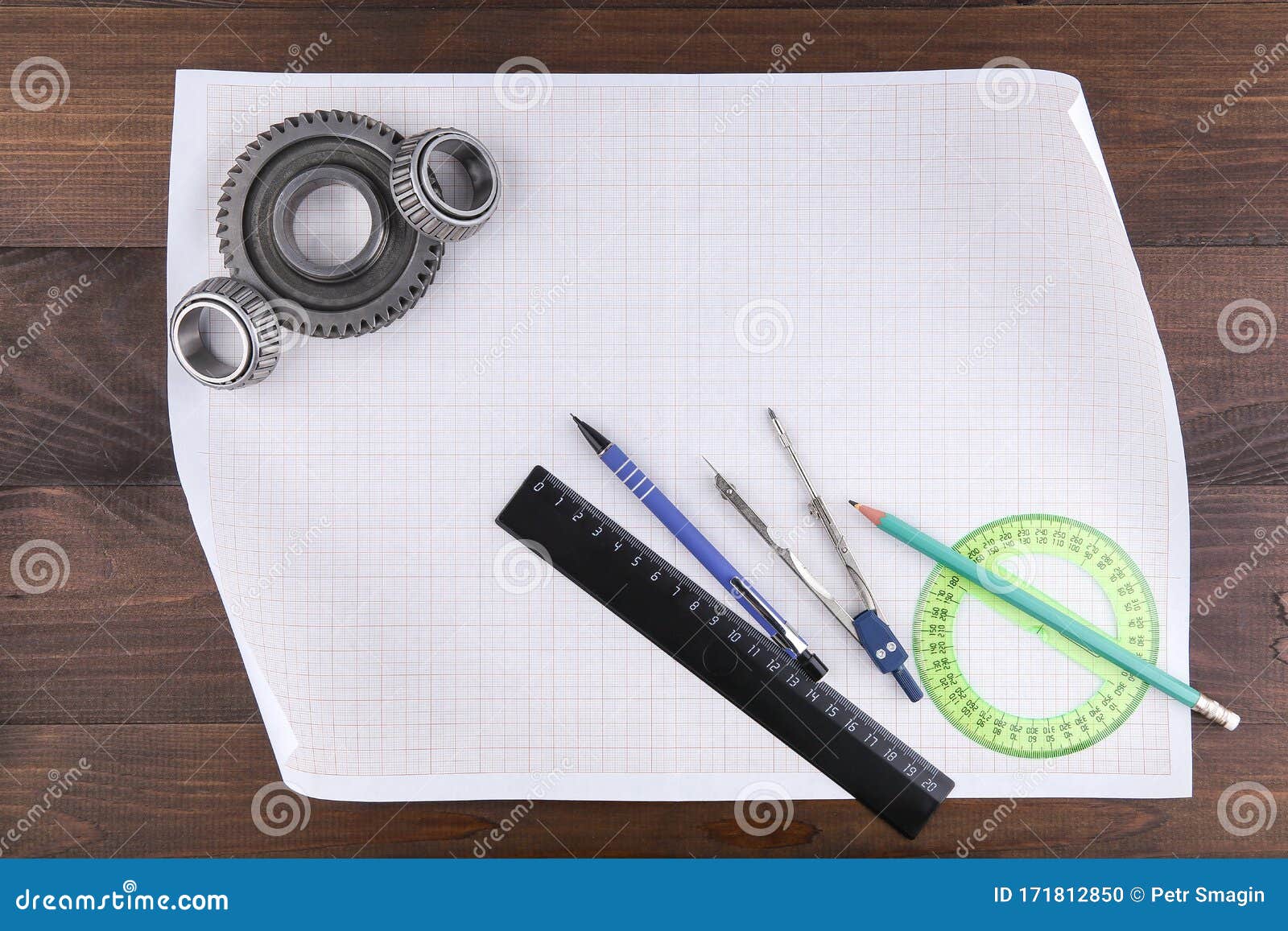 Backdrop with Drafting Accessories Stock Photo - Image of print ...