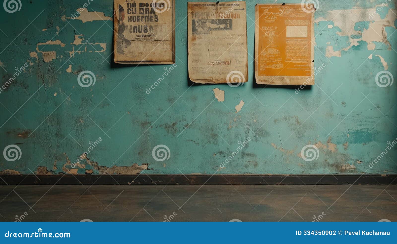 The Backdrop Features a Weathered Wall with Old Posters, Evoking a ...