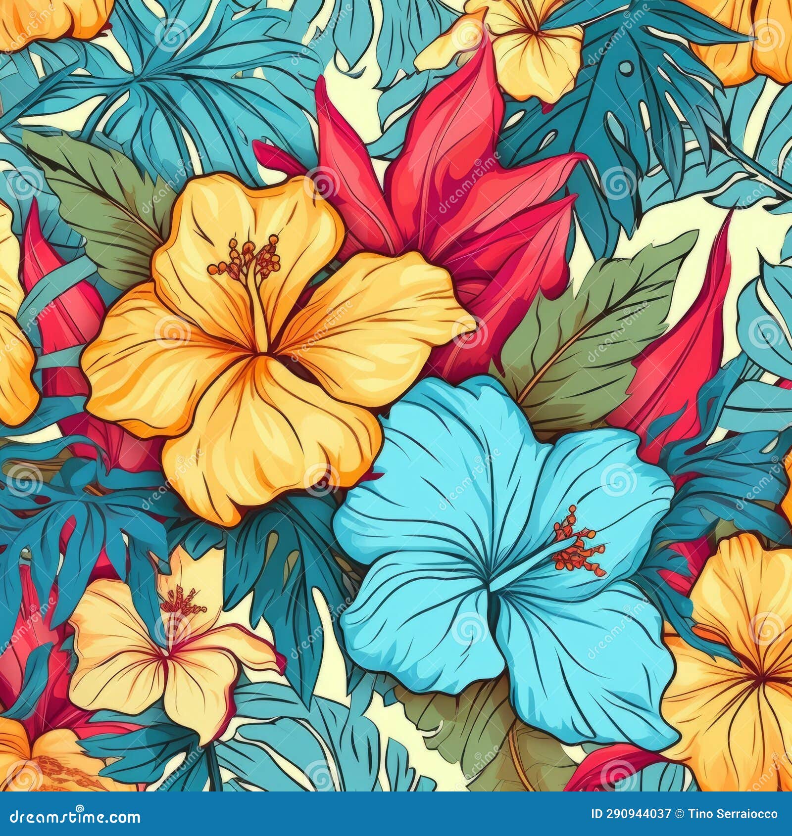 Backdrop with Floral Pattern and Hawaiian Colors , Generated by AI ...