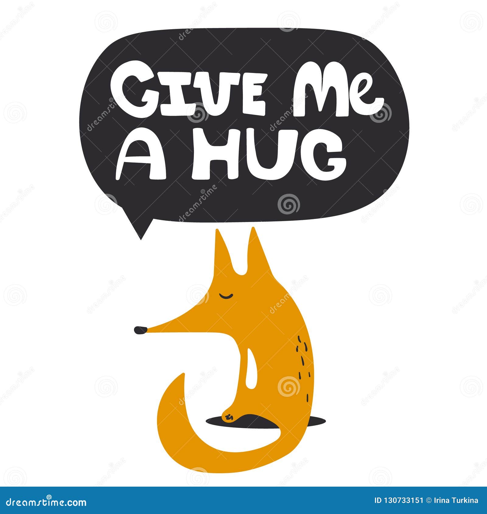 Backdrop with Fox and Text. Give Me a Hug Stock Vector - Illustration ...