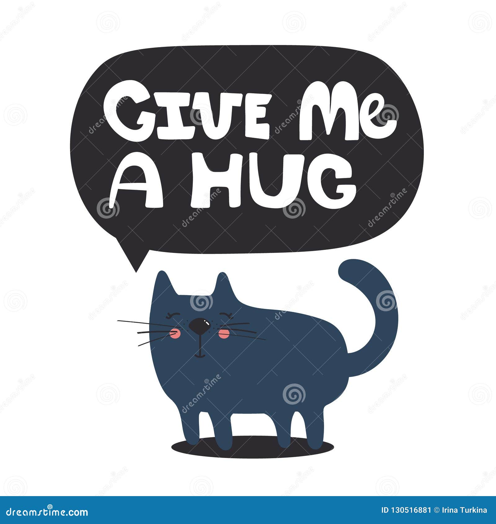 Backdrop with Happy Cat and English Text. Give Me a Hug Stock Vector ...
