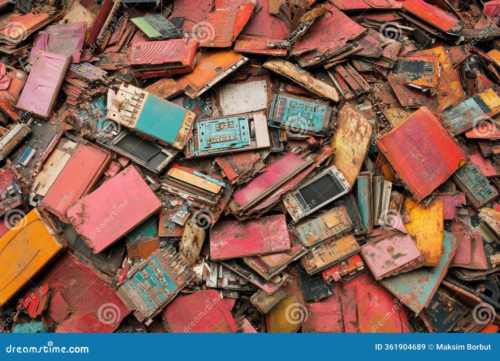 A Backdrop of Industrial Waste from Old Optical Drives is Set by Broken ...