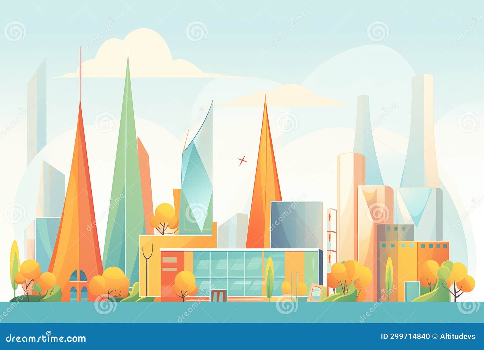 Backdrop of Modern Architectural Complex with Irregular Tall Spires ...