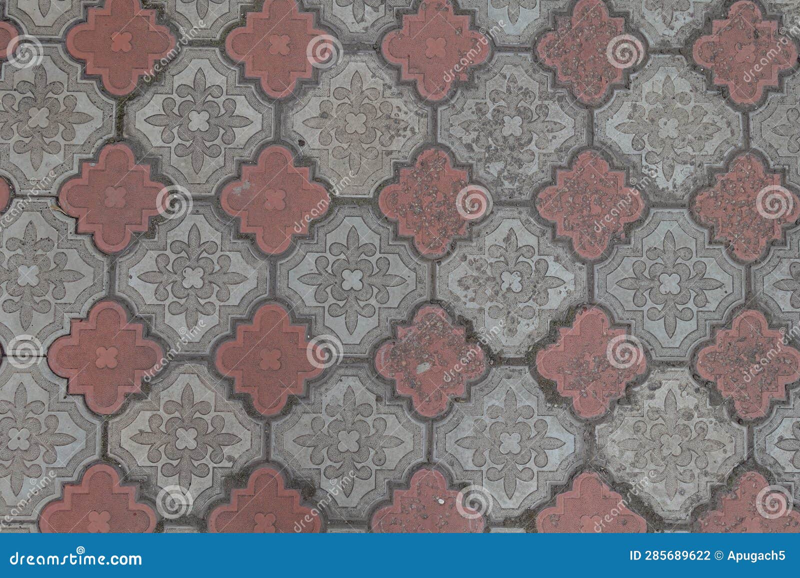 Backdrop - Old and Dirty Red and Gray Curvy Segmental Concrete Pavement ...