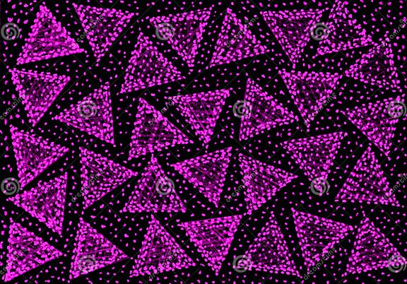 Lots of Little Pink Triangles on a Black Background Covered with Dots ...