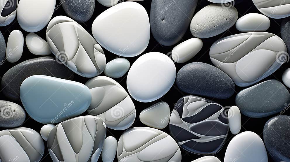 A Backdrop of Rounded Stones. Top View. Abstract Composition of ...