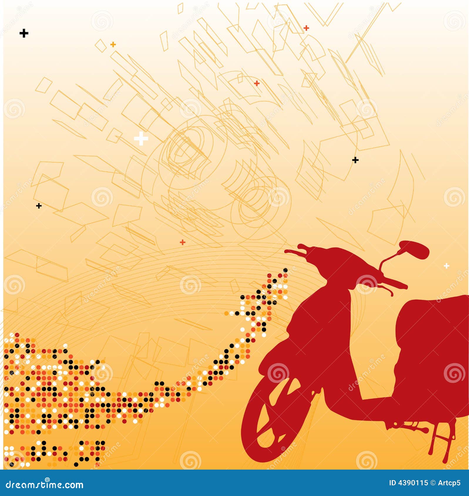 Backdrop with scooter. stock vector. Illustration of wireframe - 4390115