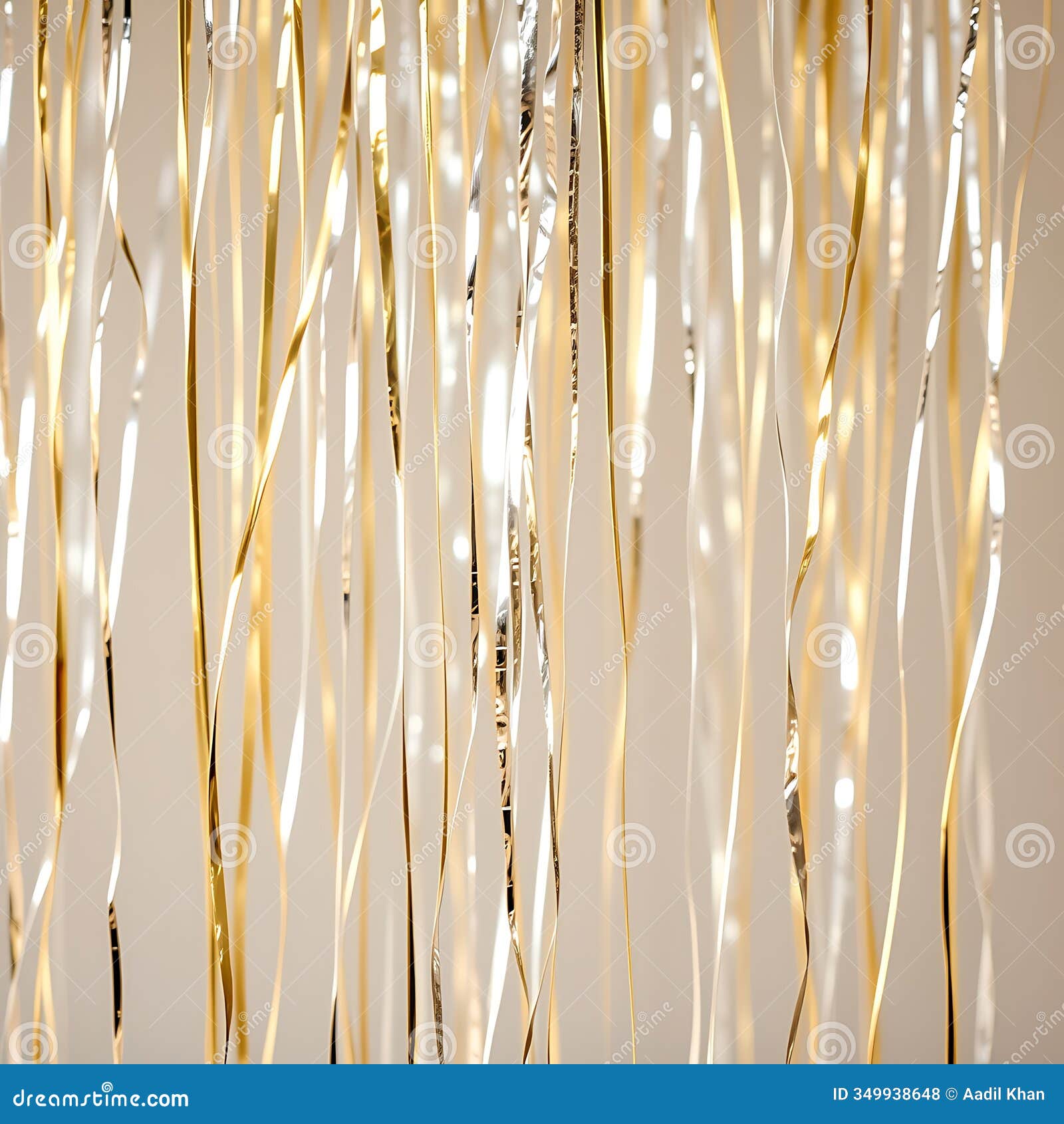 A Backdrop of Shimmering Metallic Streamers in Gold and Silver Stock ...