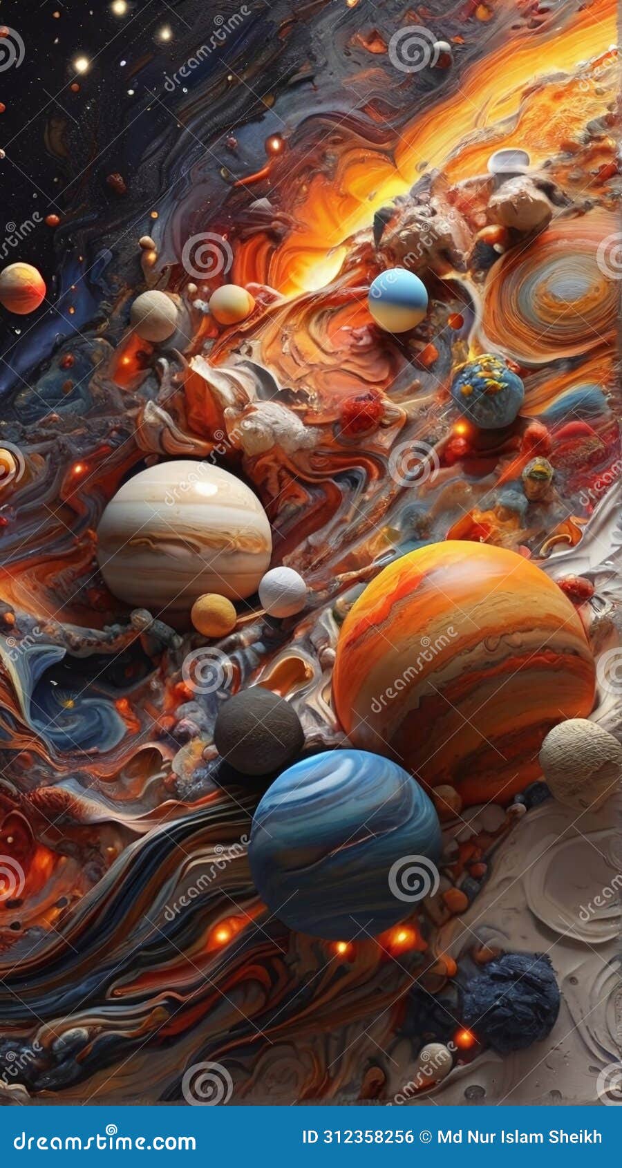 A Backdrop of a Solar System with Planets Stock Illustration ...