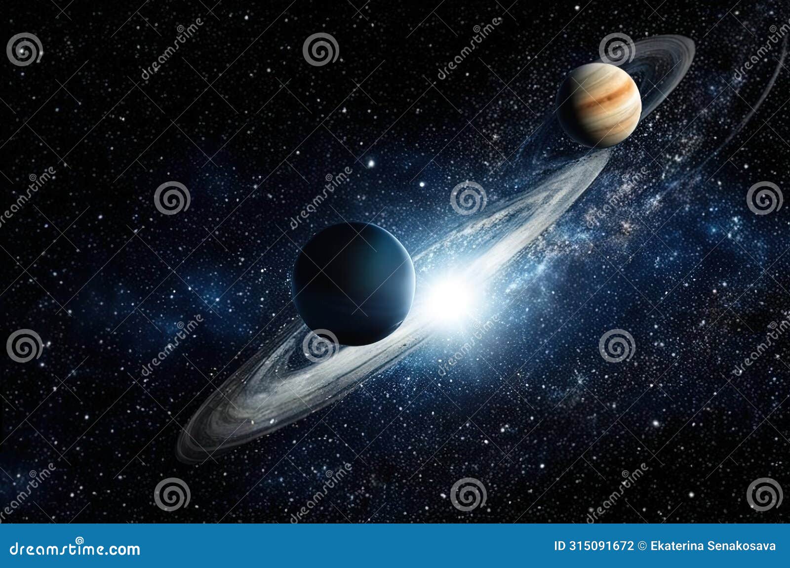A Backdrop of a Solar System with Planets and Stars. Generative Ai ...