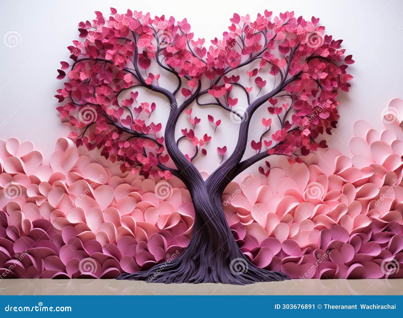 A Backdrop of Trees with Heart-shaped Leaves Stock Illustration ...