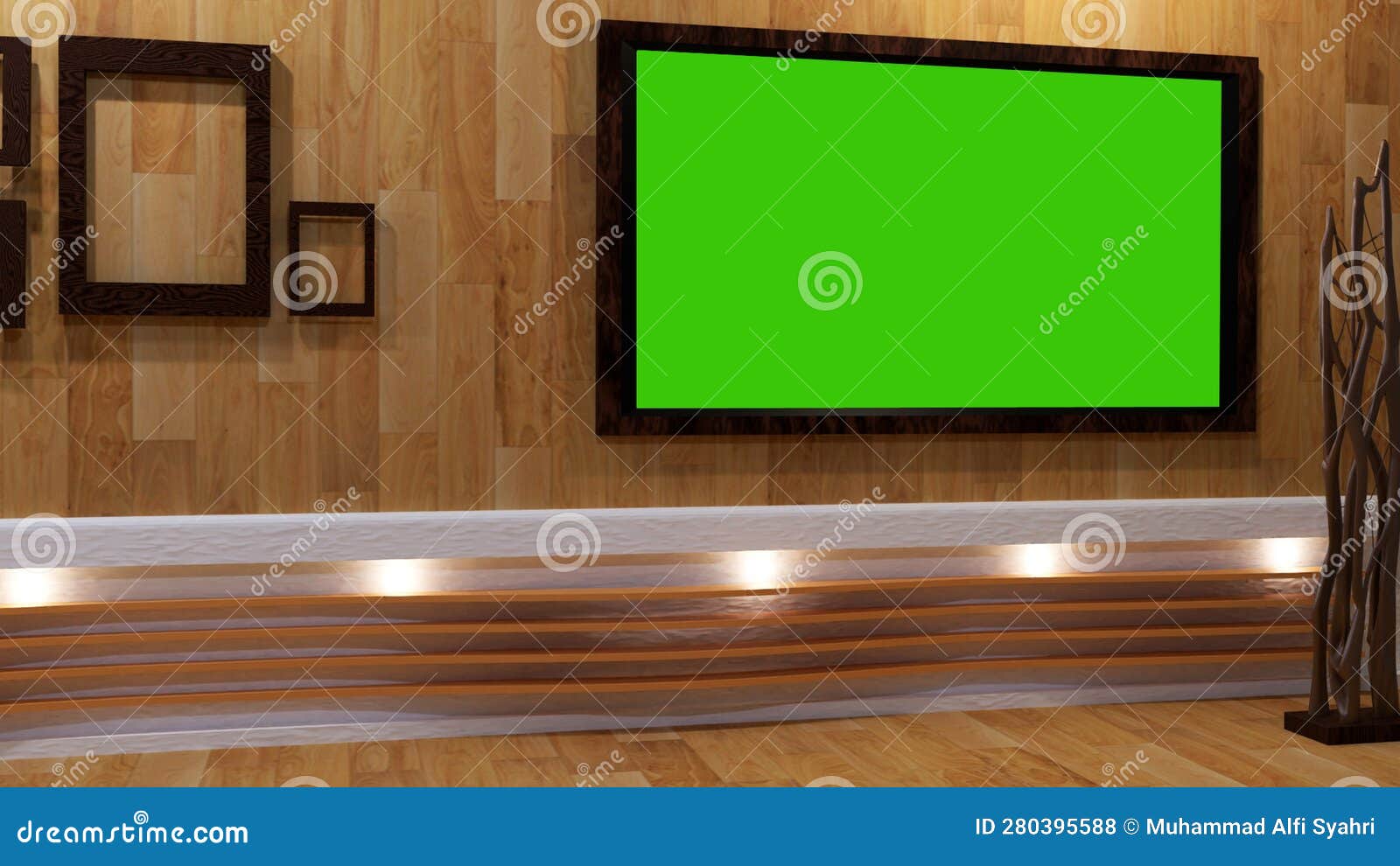 Backdrop for TV Shows TV on Wall, Room Empty News Studio and Background ...
