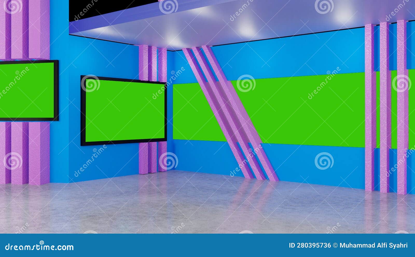 Backdrop for TV Shows TV on Wall, Room Empty News Studio and Background ...