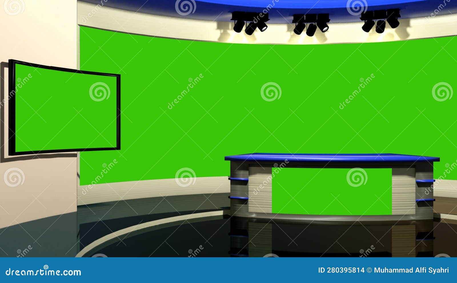 Backdrop for TV Shows TV on Wall, Room Empty News Studio and Background ...