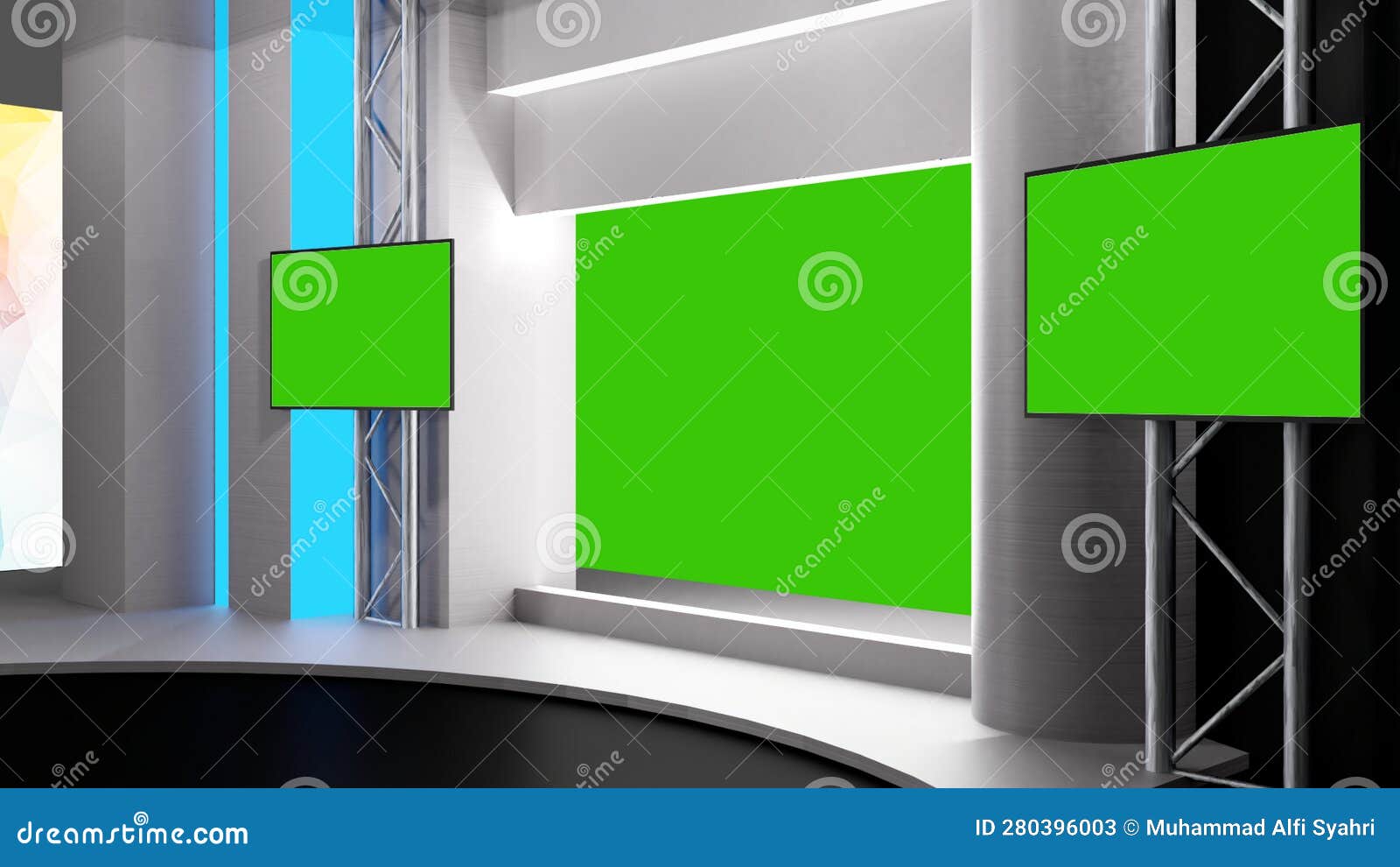 Backdrop for TV Shows TV on Wall, Room Empty News Studio and Background ...