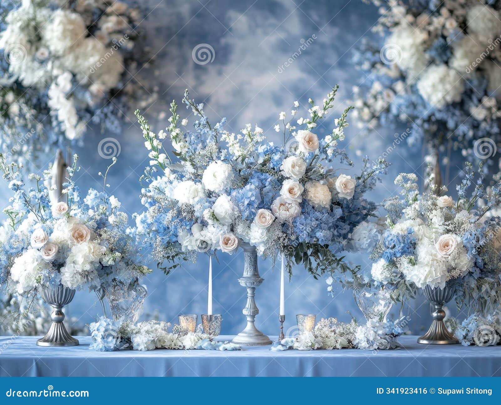 The Backdrop for this Wedding Features a Stunning Deep Blue Design ...