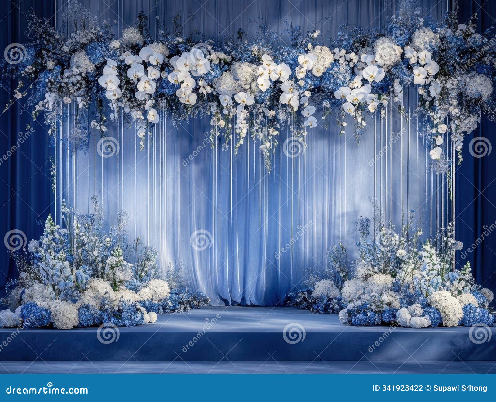 The Backdrop for this Wedding Features a Stunning Deep Blue Design ...