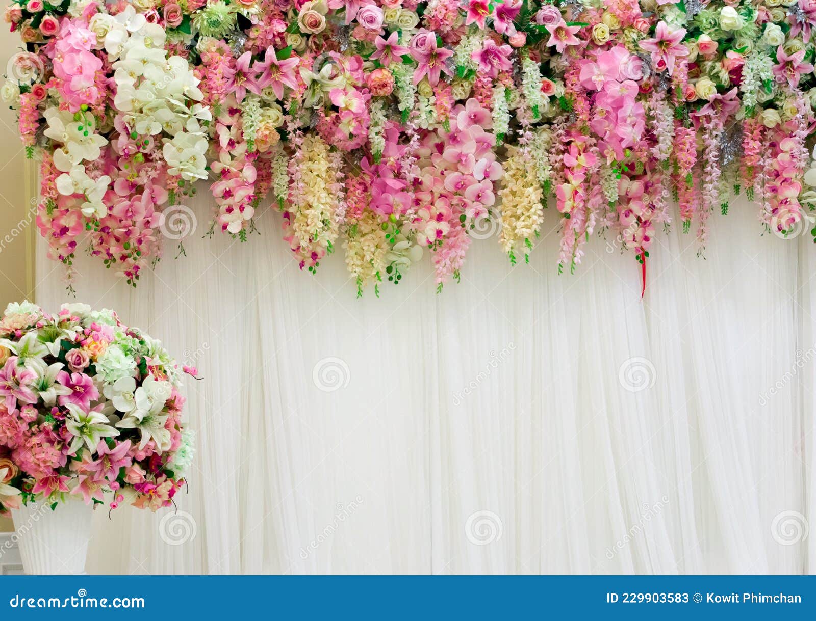 Backdrop Curtain, Flower Free Space White Background Stock Image ...