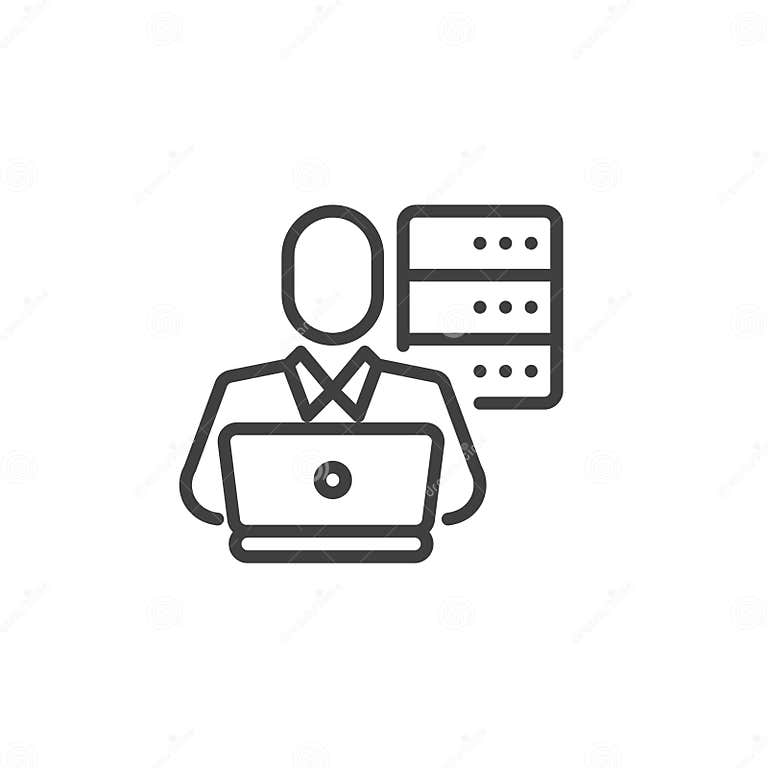 Backend Developer Line Icon Stock Illustration - Illustration of design, database: 310897949
