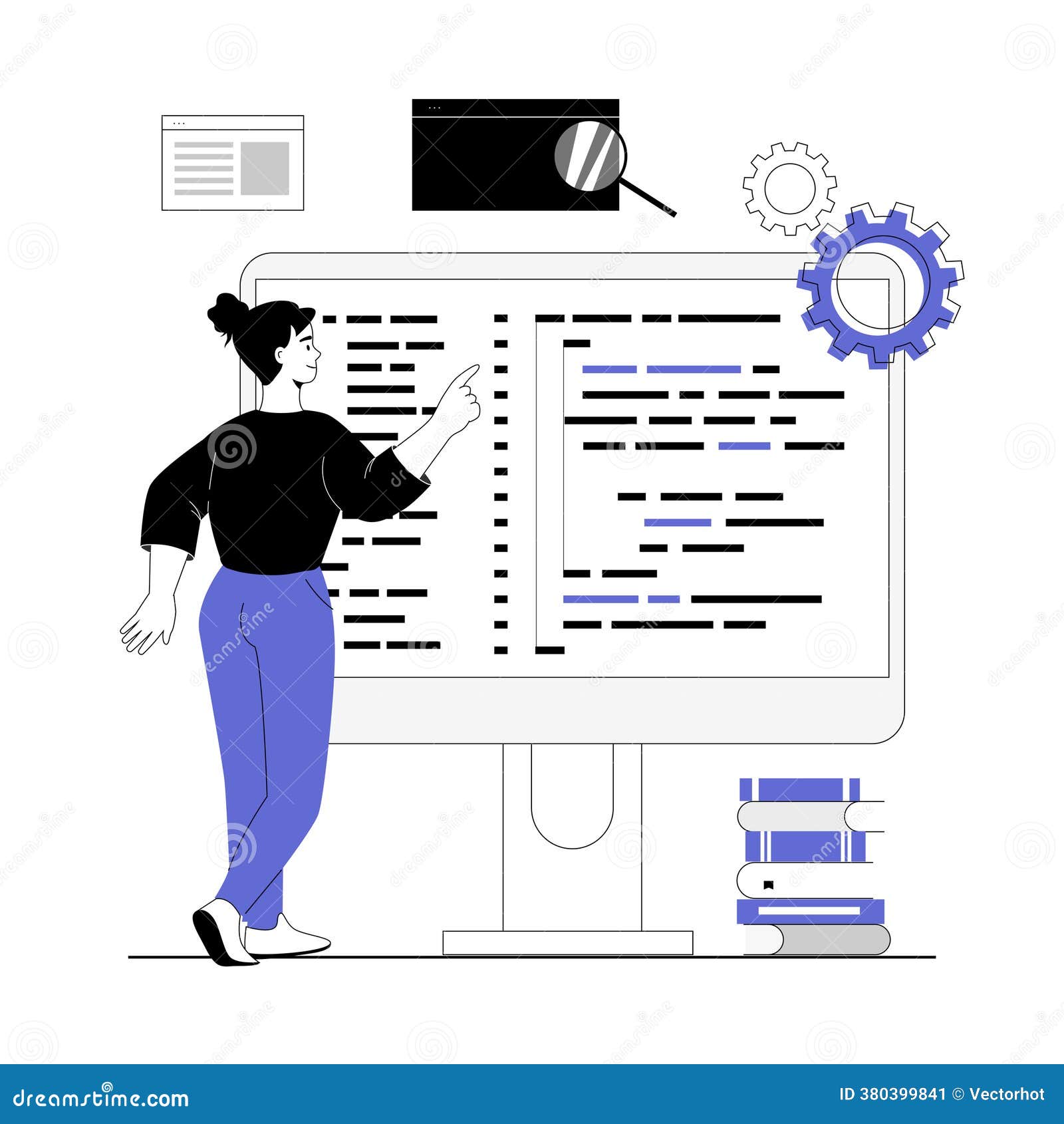 Program Code Development Icon. Web Coding Or Website Programming Concept. Web Browser Window Or ...