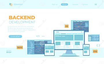 Backend Development, Coding, Software Engineering, Programming Languages. Program Code on Laptop ...