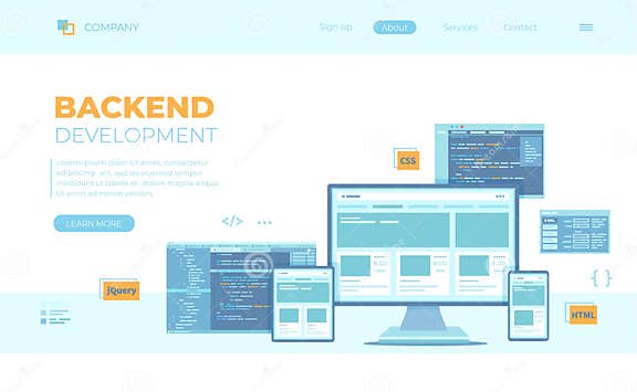 Backend Development, Coding, Software Engineering, Programming Languages. Program Code on Laptop ...