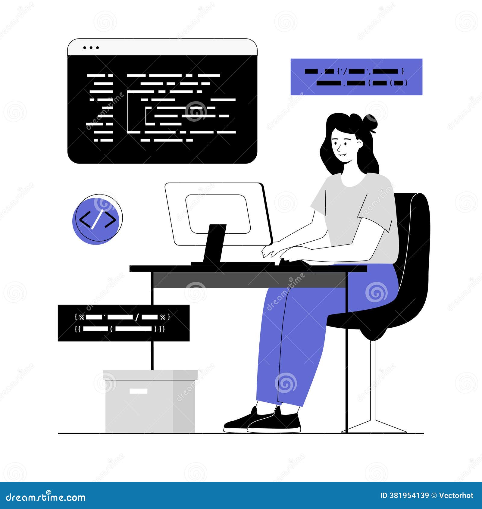 Backend Development Coding And Programming. Web Developer Creating Program Code On Monitor ...