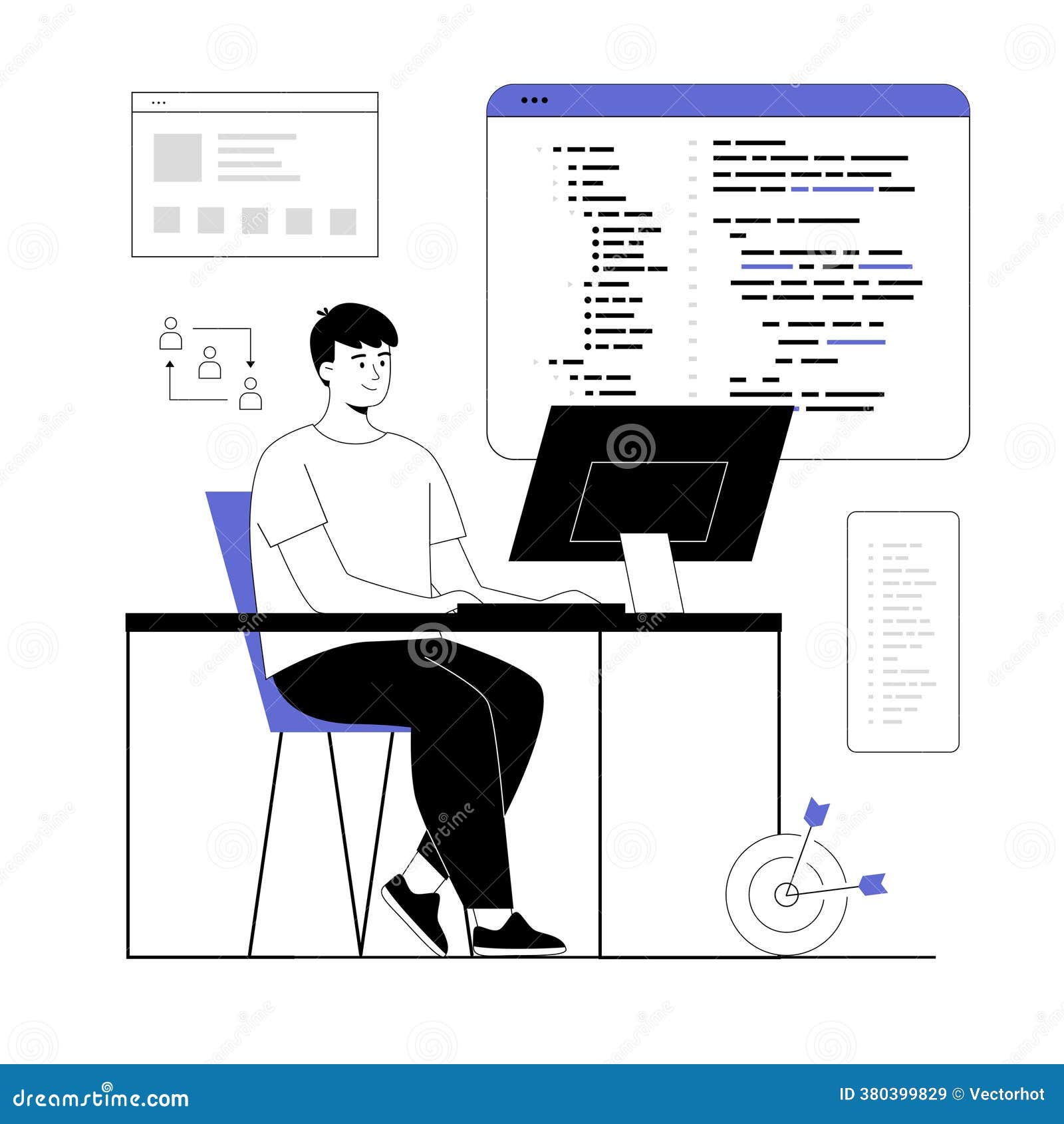 Backend Development Coding And Programming. Web Developer Creating Program Code On Monitor ...