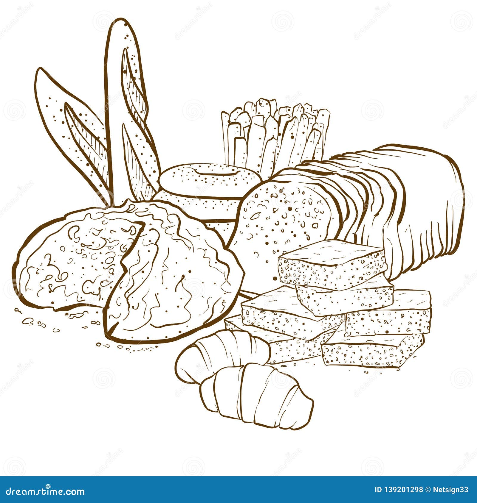 Backery Composition Set of Breads Stock Vector - Illustration of bake, bakery: 139201298