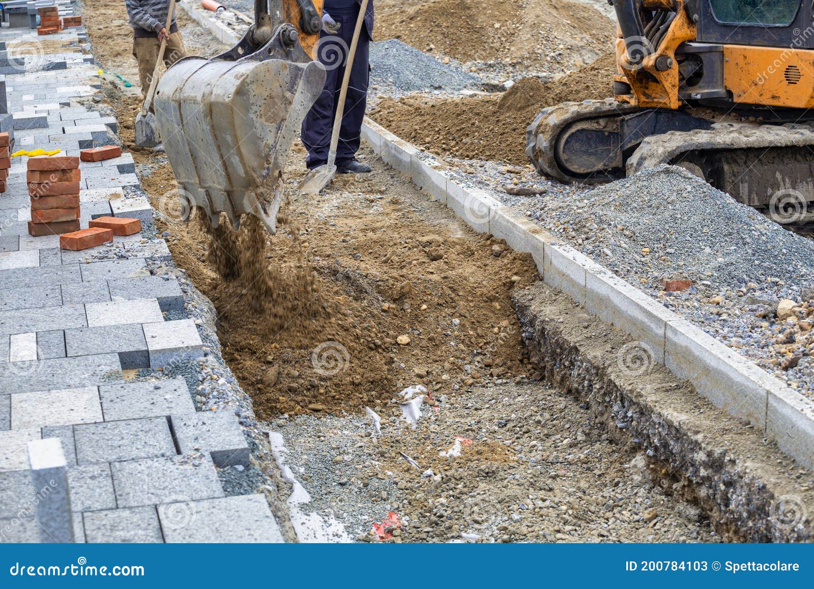 Backfilling Power Cables Trenches Stock Image - Image of backfill ...