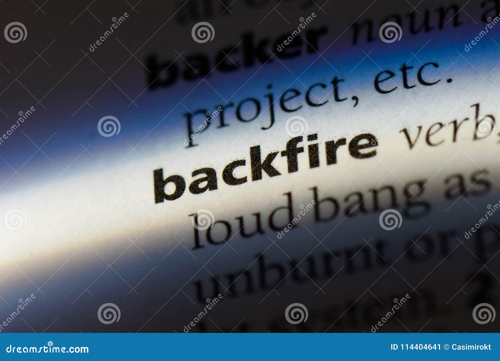 Backfire stock image. Image of page, isolated, printed - 114404641