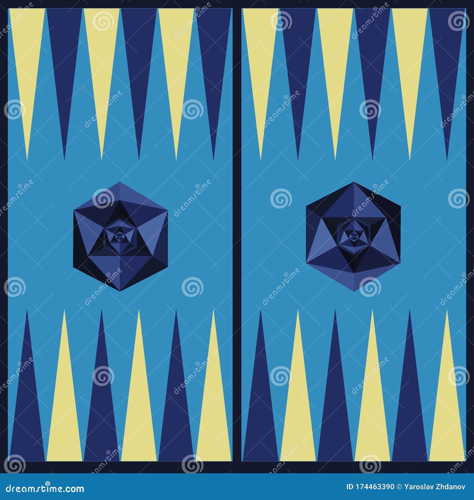 Backgammon Playing Field in Abstract Blue and Yellow Style. Desk Game ...