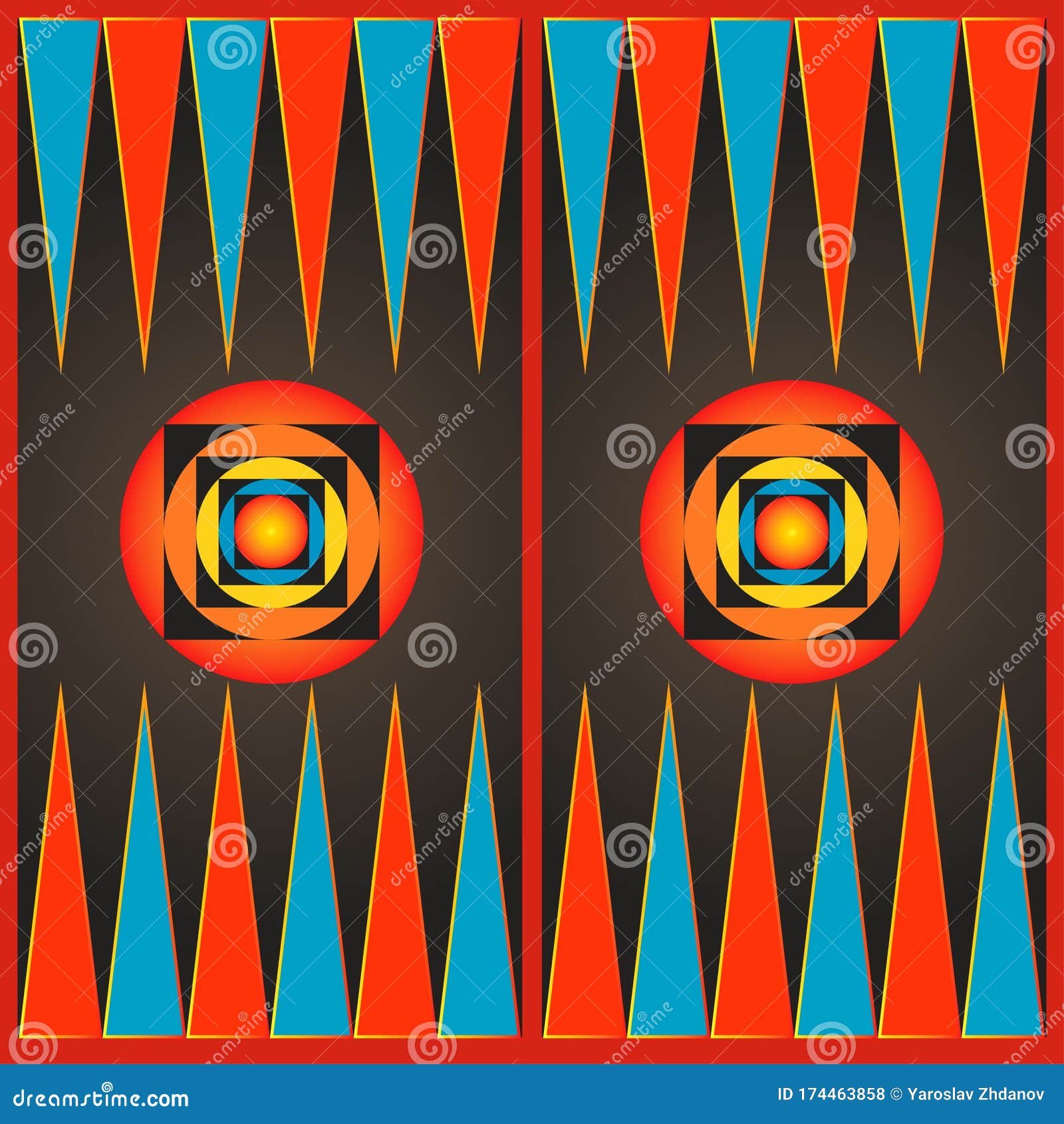 Backgammon Playing Field in Abstract Orange-blue Style Abstract Pattern ...