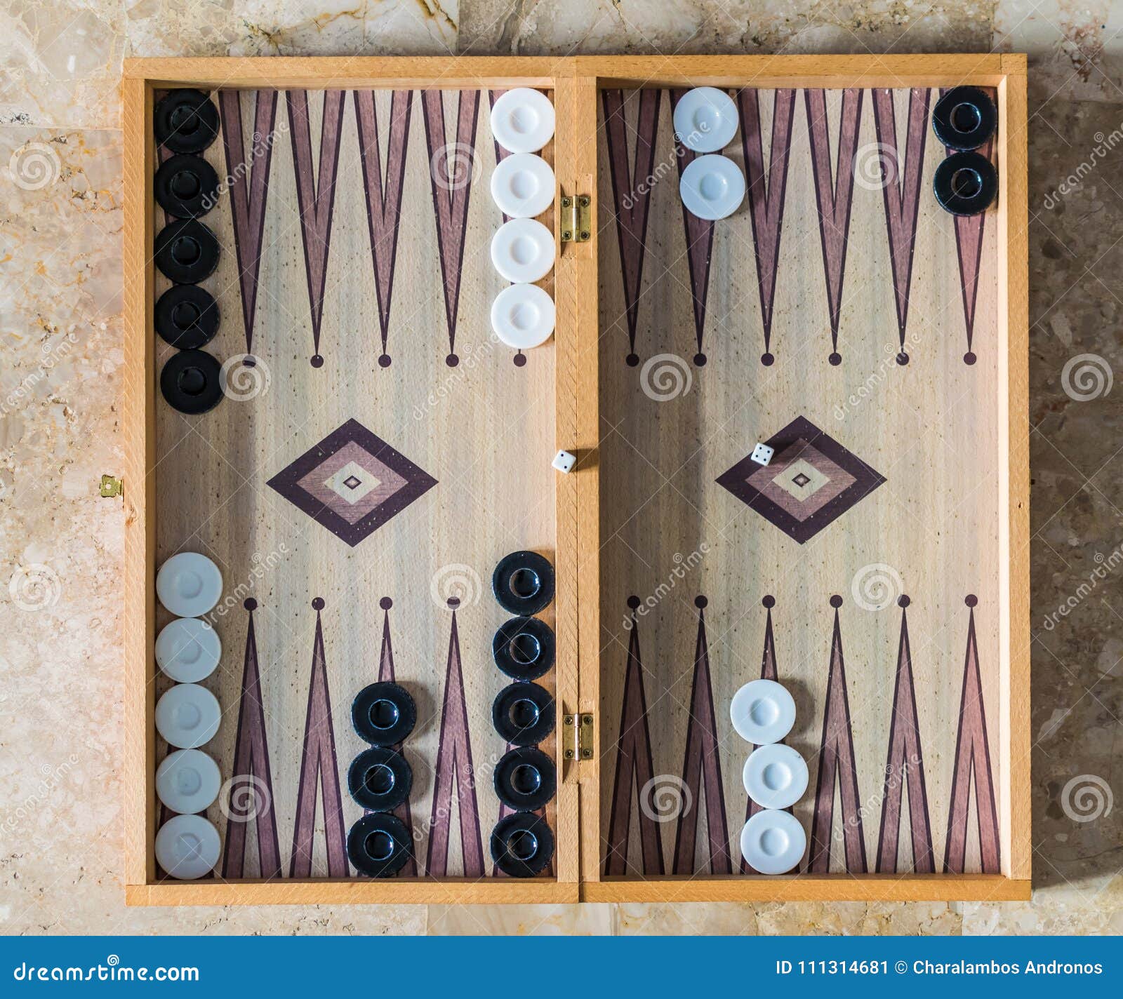 Backgammon board with dice stock image. Image of board - 111314681