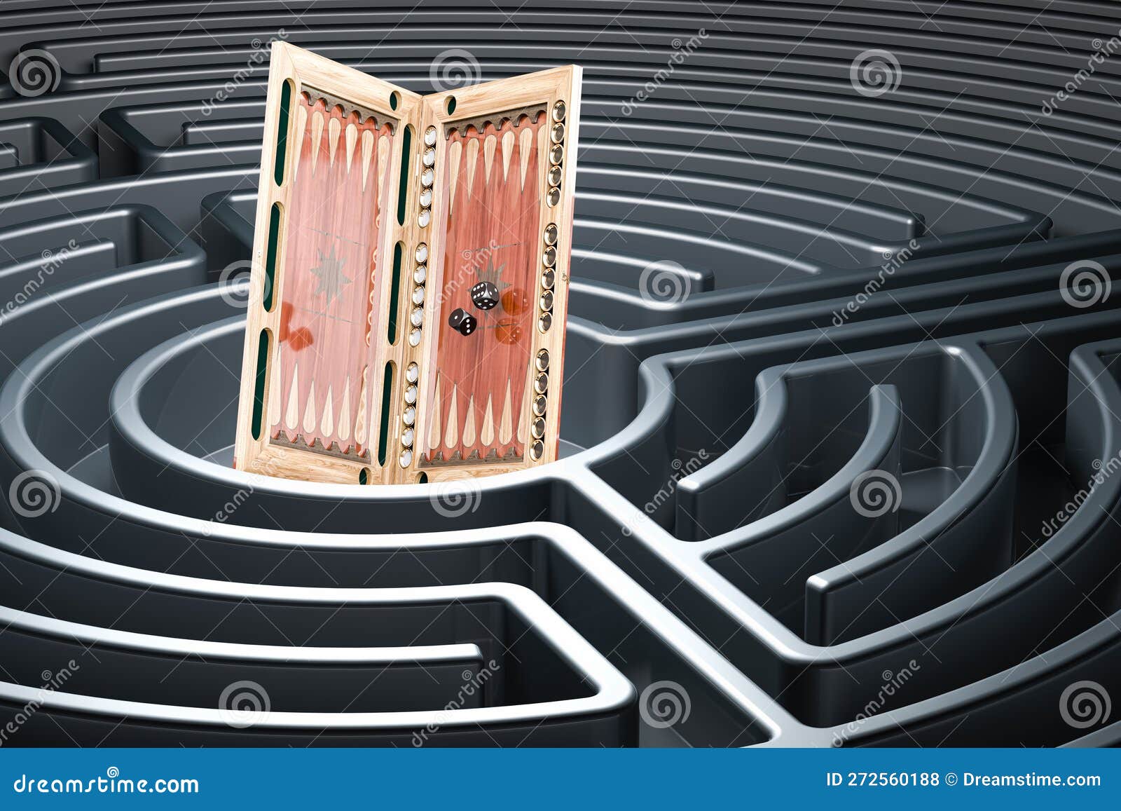 Backgammon, Board Game Inside Labyrinth, Maze. 3D Stock Illustration ...