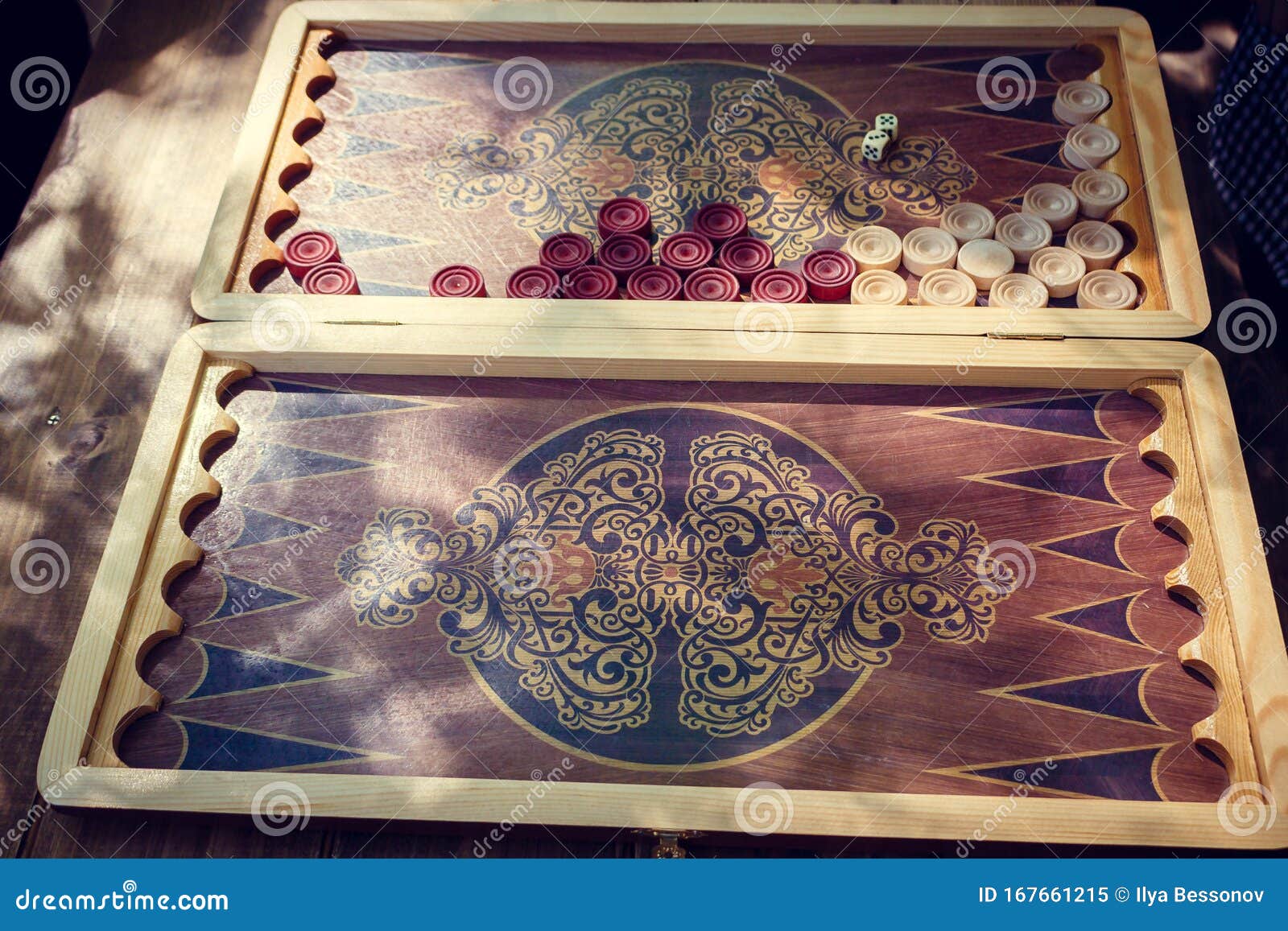 Backgammon Board Game for Two Players on a Special Board. Sun Rays ...