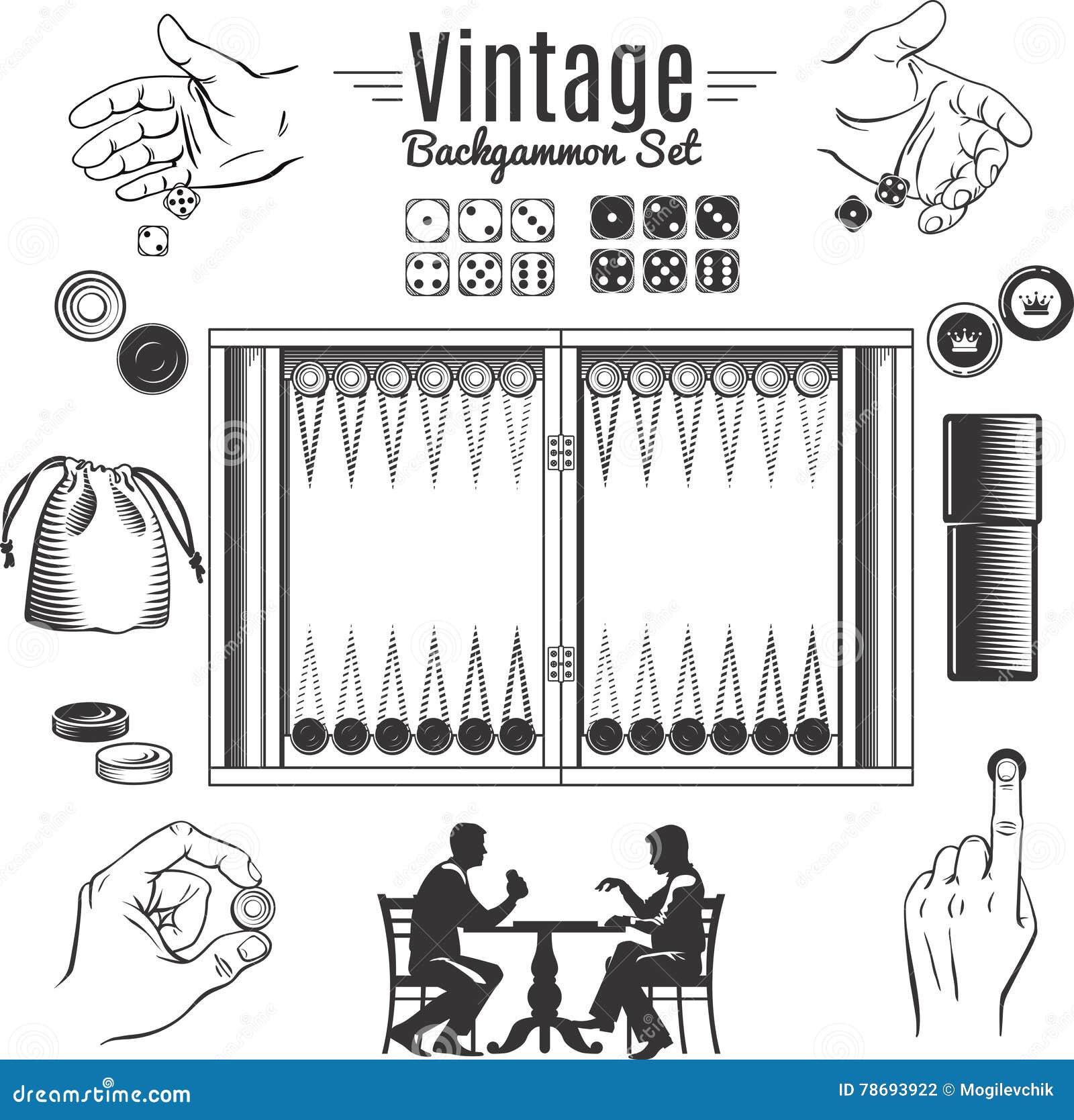 Backgammon Hand Drawn Sketch Icon. Cartoon Vector | CartoonDealer.com ...