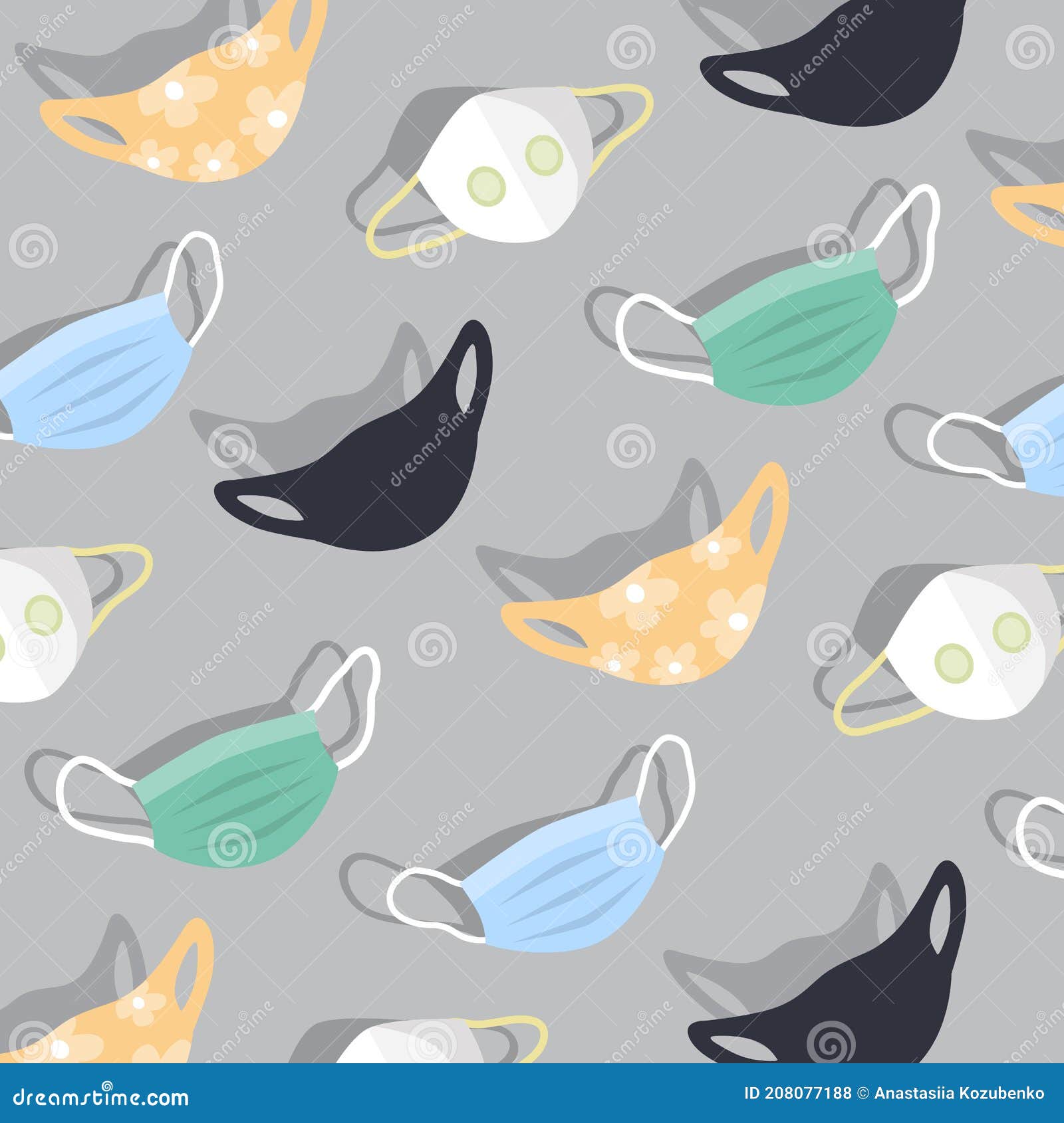 Backgraund with Different Types of Medical Face Masks and Respirators ...