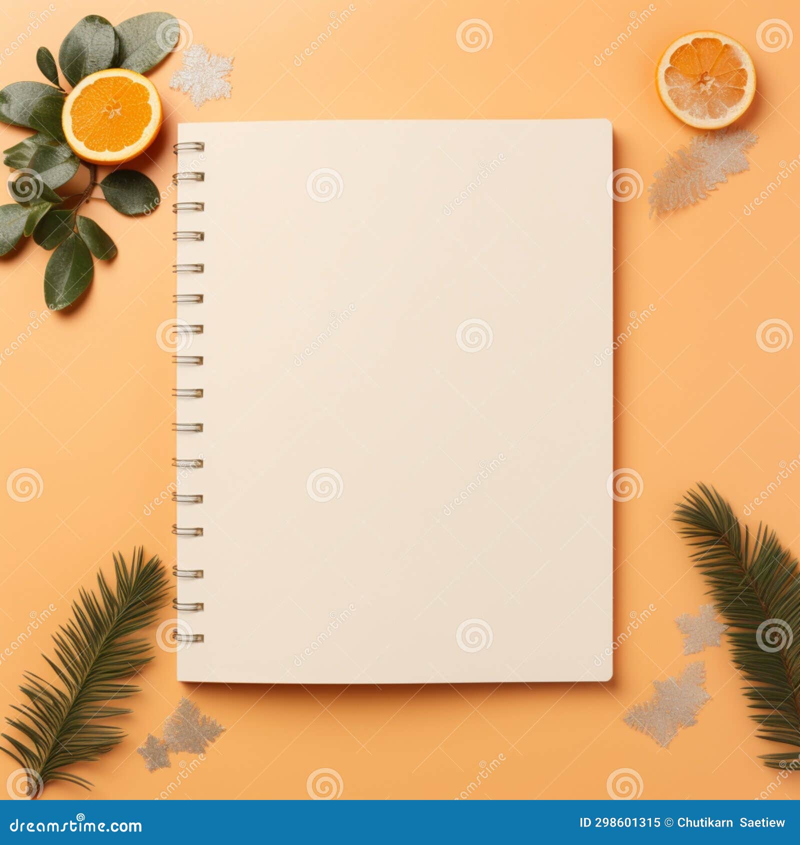 Blank Diary Page Pastel Orange, Christmas, AIgenerated Stock ...
