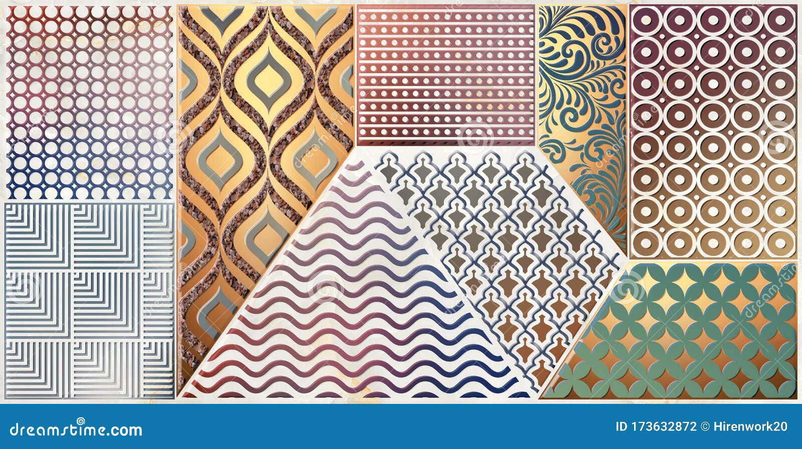 Colorful Digital Wall Tiles Design for Bathroom Stock Illustration ...