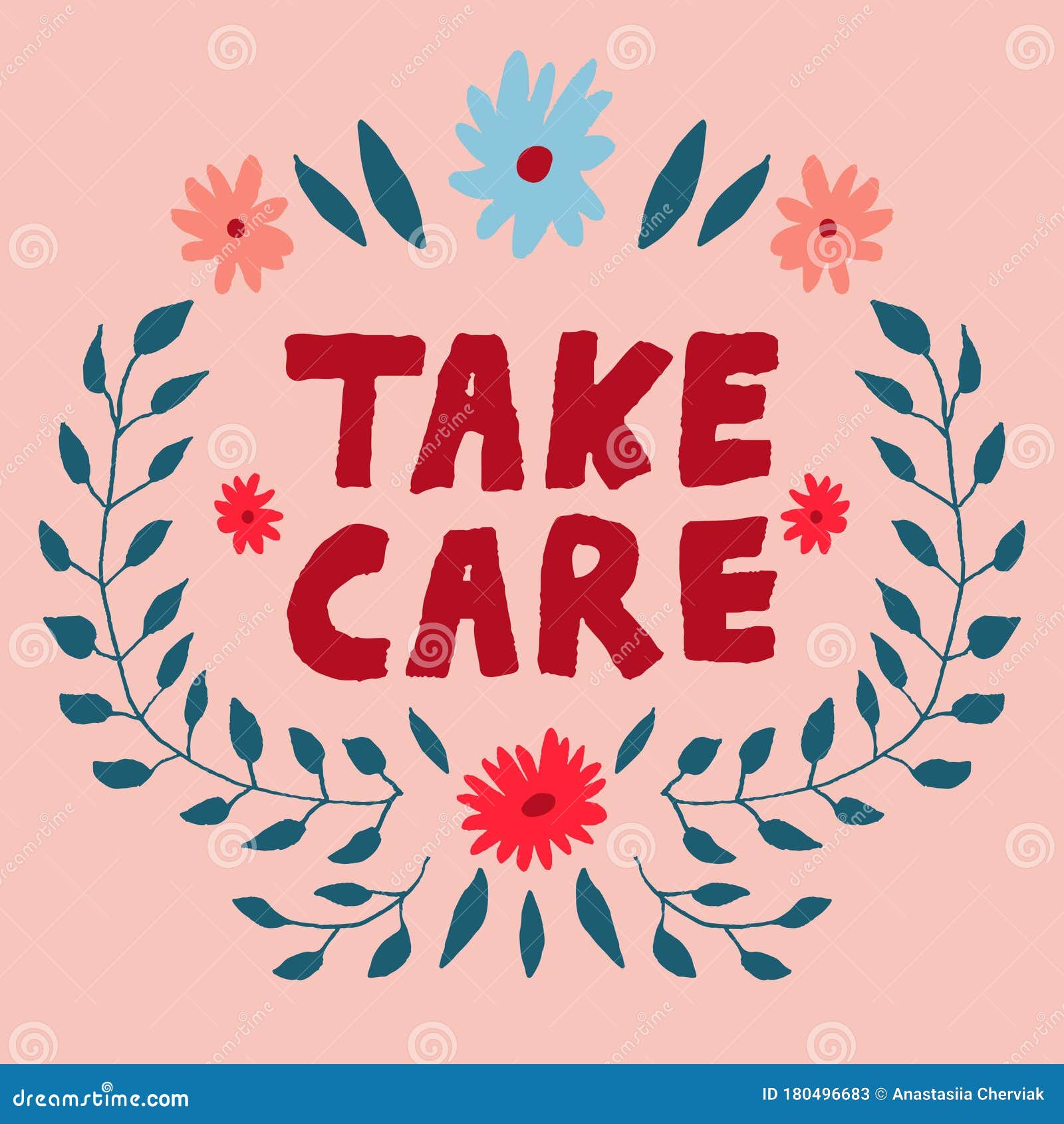 `Take Care` Sign on Pink Background. Stock Illustration - Illustration ...