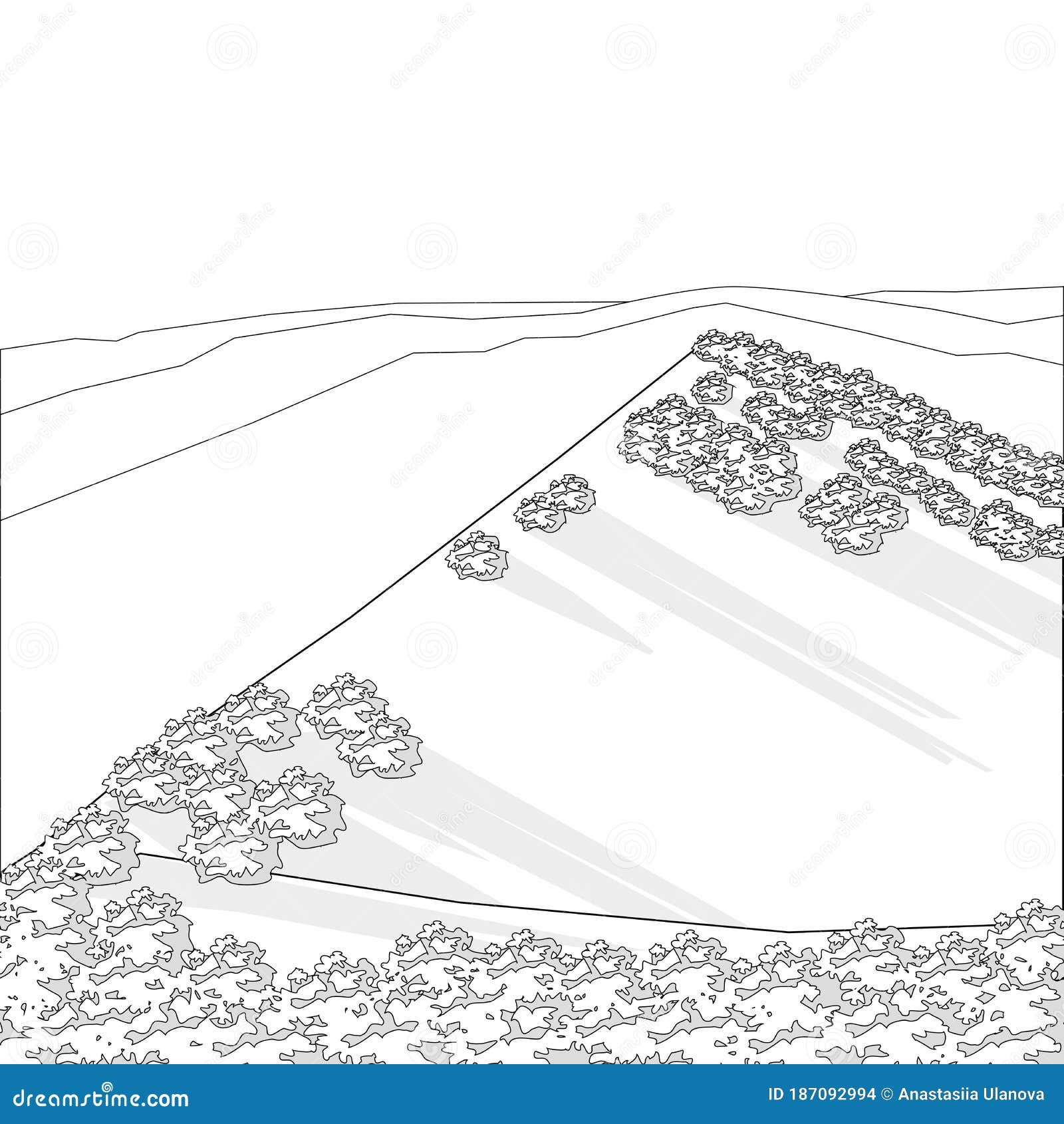Coloring Of Hills With Shrubs Vector Illustration | CartoonDealer.com ...
